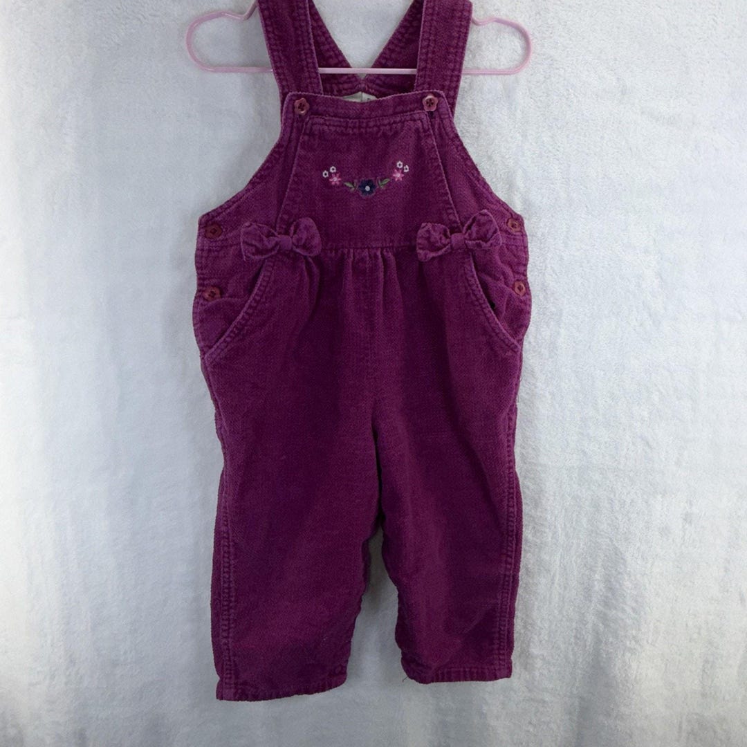 Vintage Sesame Street Burgundy Pink Corduroy Floral Overalls Girls 2T ...