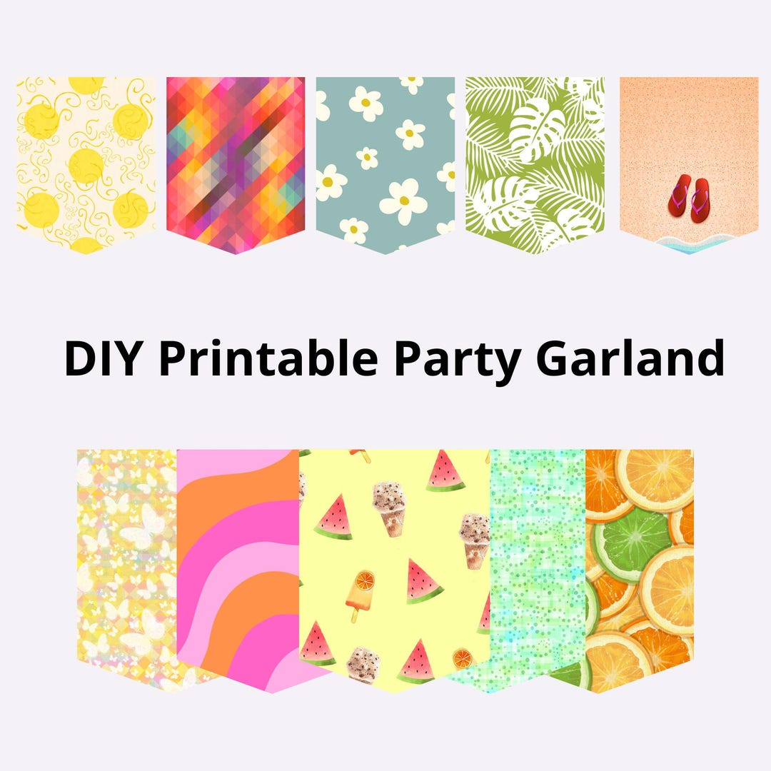 Printable Summer Pennant Banner, DIY Garland (instant Download) - Etsy