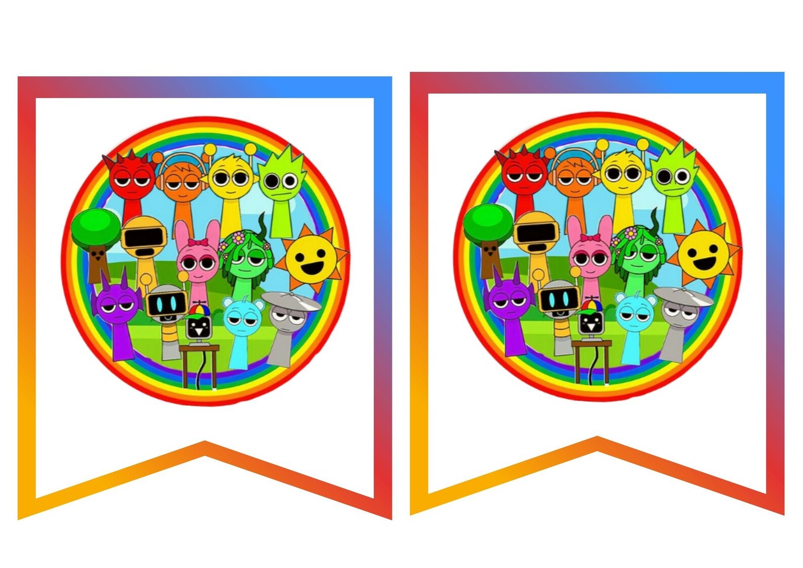 Sprunki Birthday Banner: Printable Party Garland (digital Download - Etsy