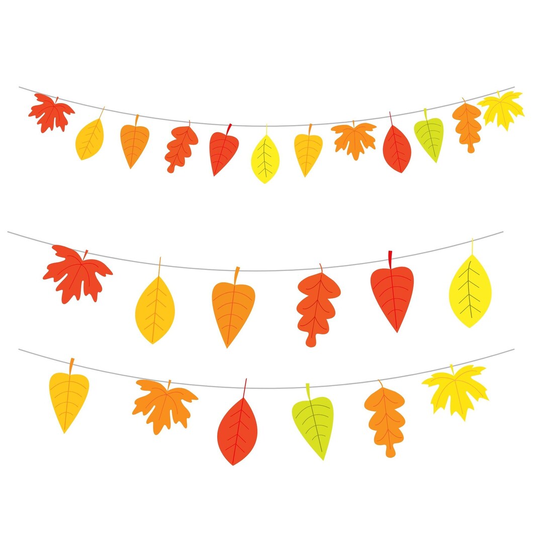 Autumn Garland, Printable Leaves Garland, Autumn Leaves Banner, Autumn ...