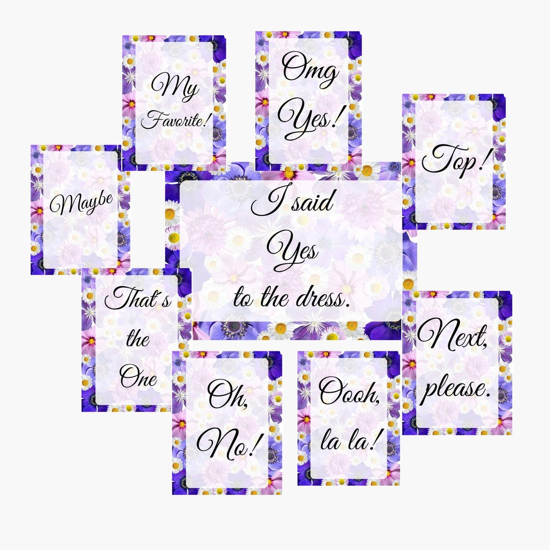 Wedding Dress Voting Cards: Bridal Shower Dress Selection (digital ...