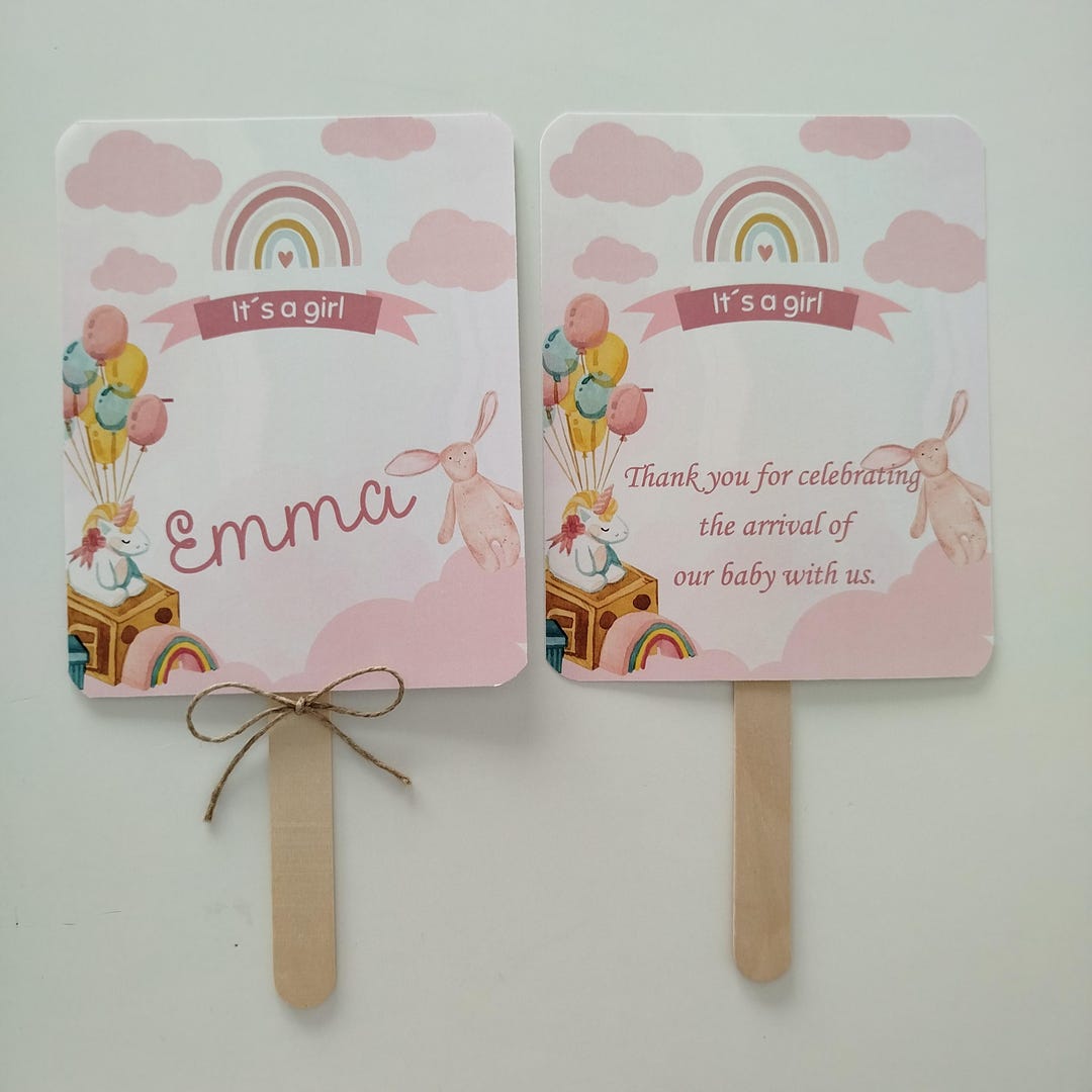 Personalized Baby Shower Program Fans, It's A Girl, Handmade - Etsy ...