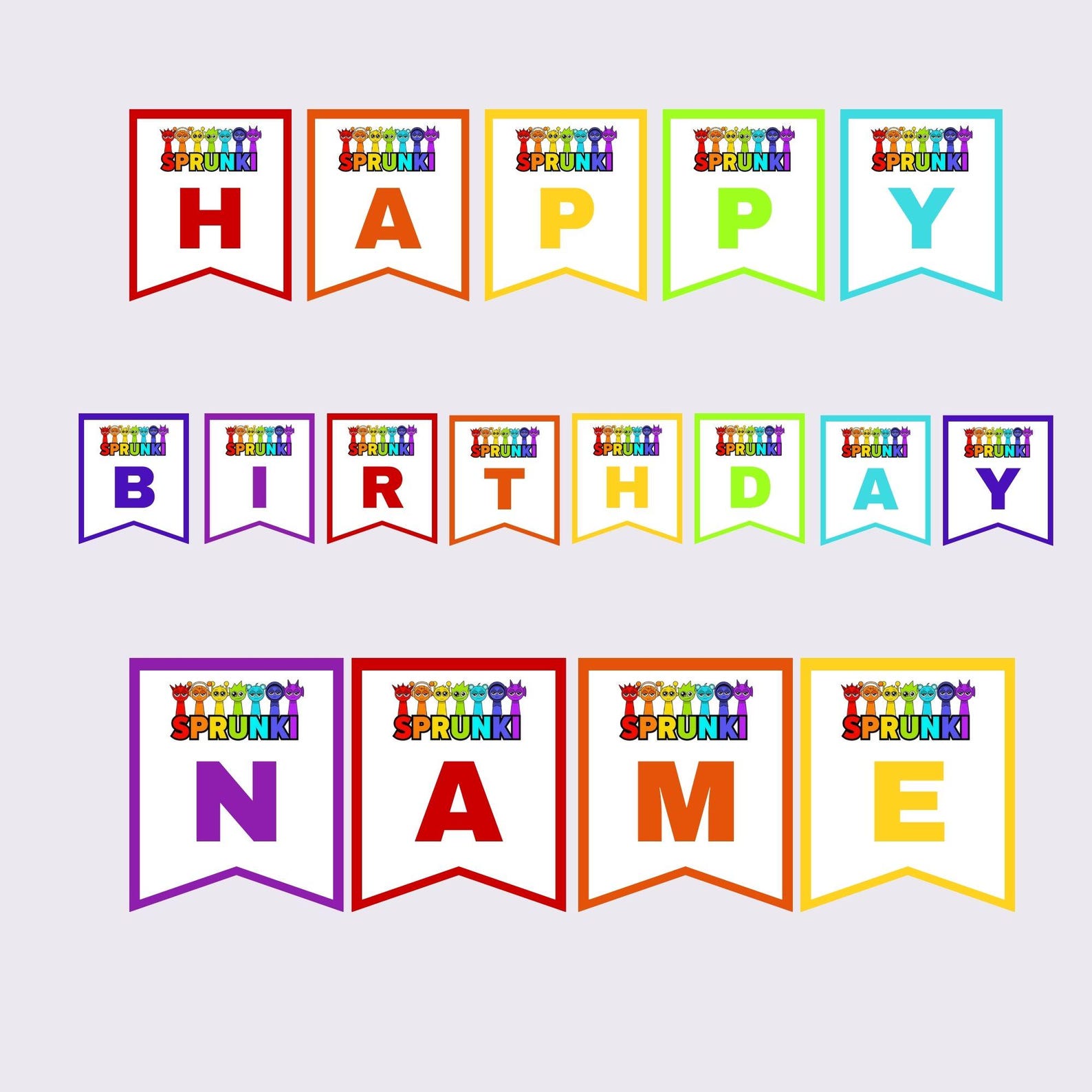Sprunki Birthday Banner: Printable Party Garland (digital Download - Etsy