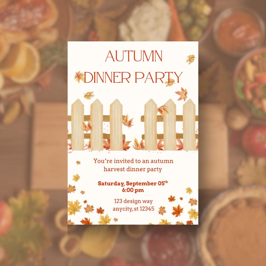 Autumn Dinner Party Invitation: Elegant Fall Gathering (digital ...