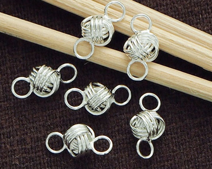 6 of 925 Sterling Silver Wire Knot Links, Connectors 5x8 Mm. Polish ...