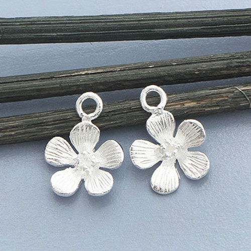 2 of 925 Sterling Silver Flower Charms 10mm. Matte Finished. - Etsy