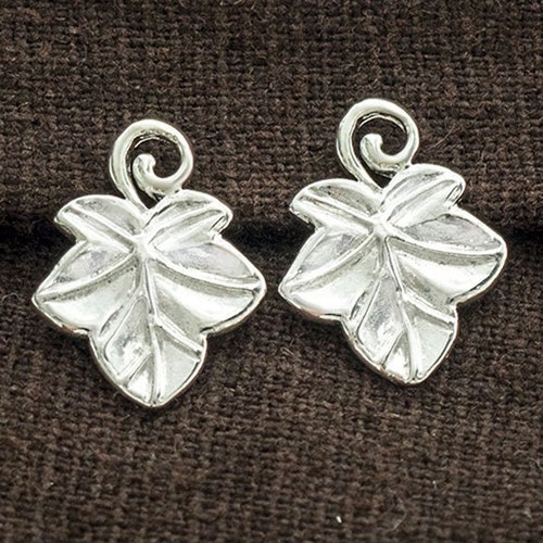 2 of 925 Sterling Silver Ivy Charms 13x17mm. Polish Finished. - Etsy