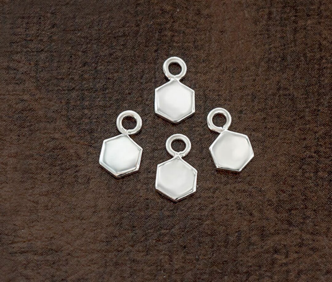 4 of 925 Sterling Silver Hexagon Charms 5 Mm., Tiny Charms. :tm0210 - Etsy