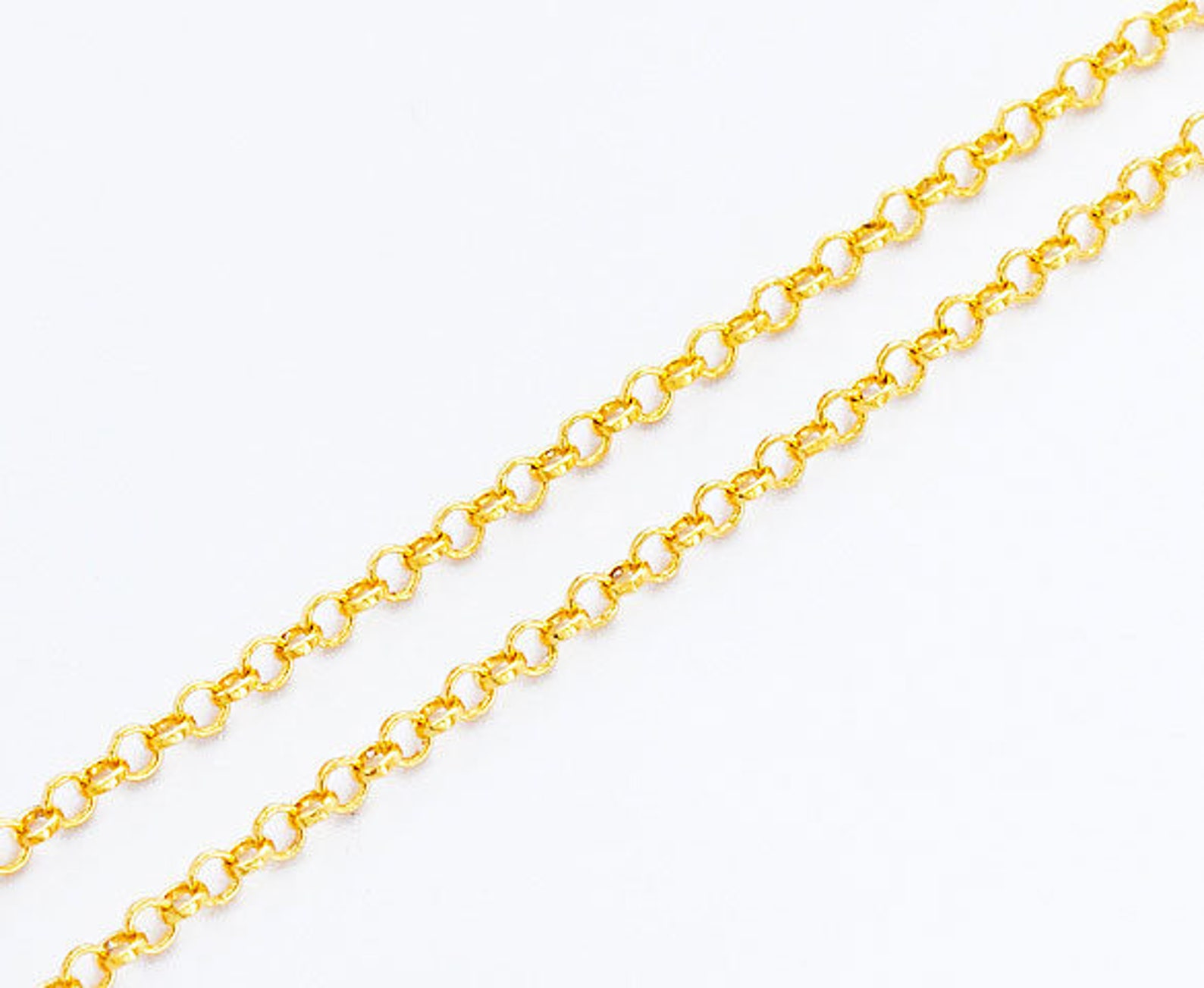 27 Inches of 925 Sterling Silver Gold Vermeil Style Rolo Chain 1.6 Mm ...
