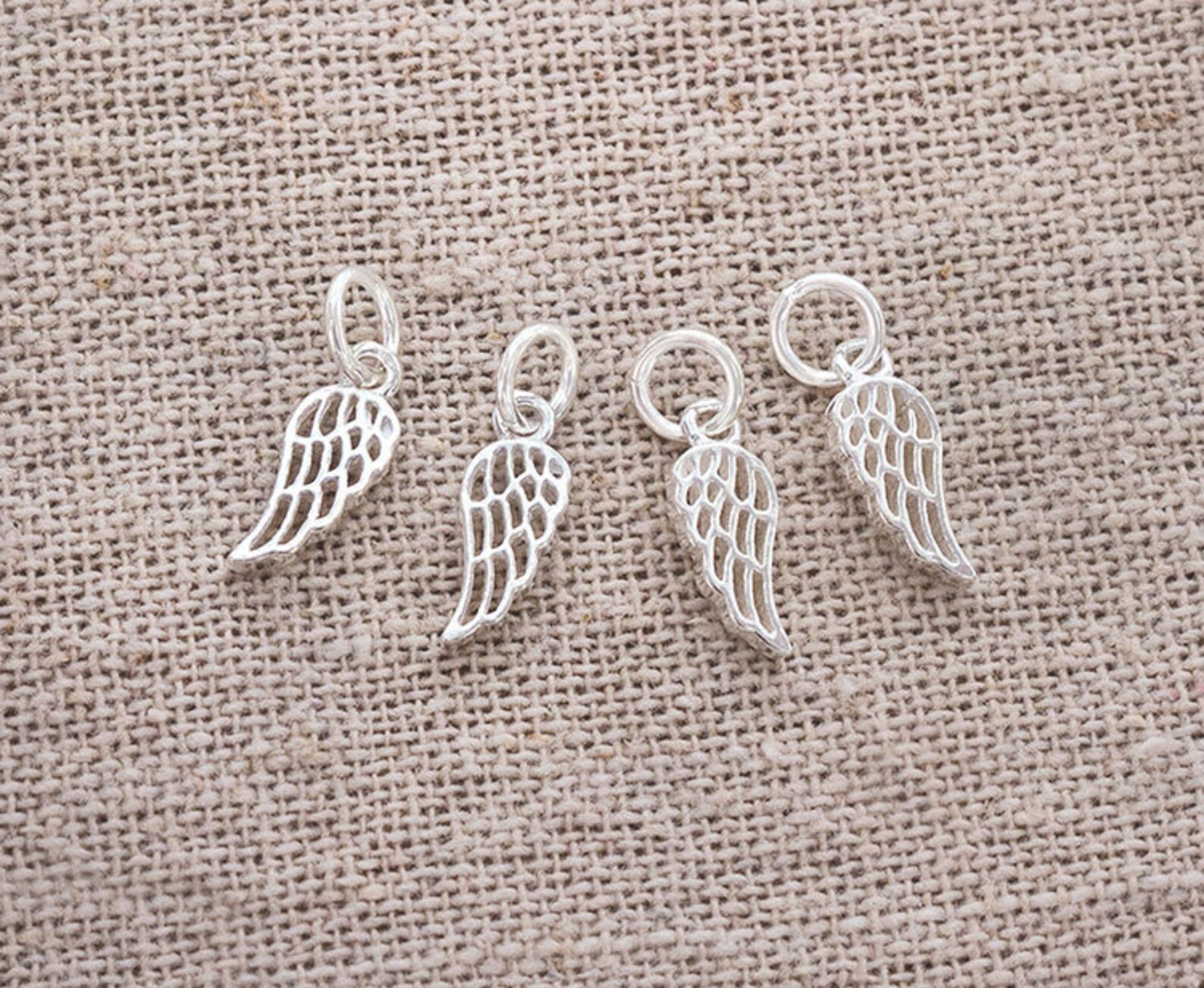 4 of 925 Sterling Silver Angel Wing Charms 4.5x9mm. Tiny - Etsy