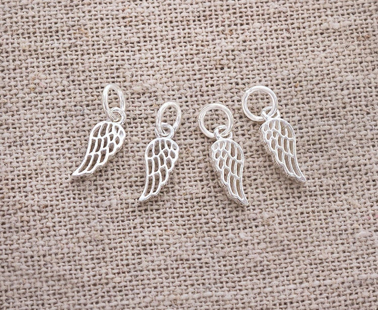 4 of 925 Sterling Silver Angel Wing Charms 4.5x9mm. Tiny | Etsy