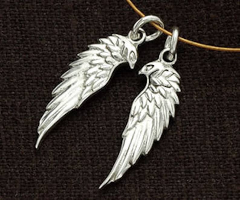 2 of 925 Sterling Silver Angel Wing Charms 6.5x20mm. Polish | Etsy