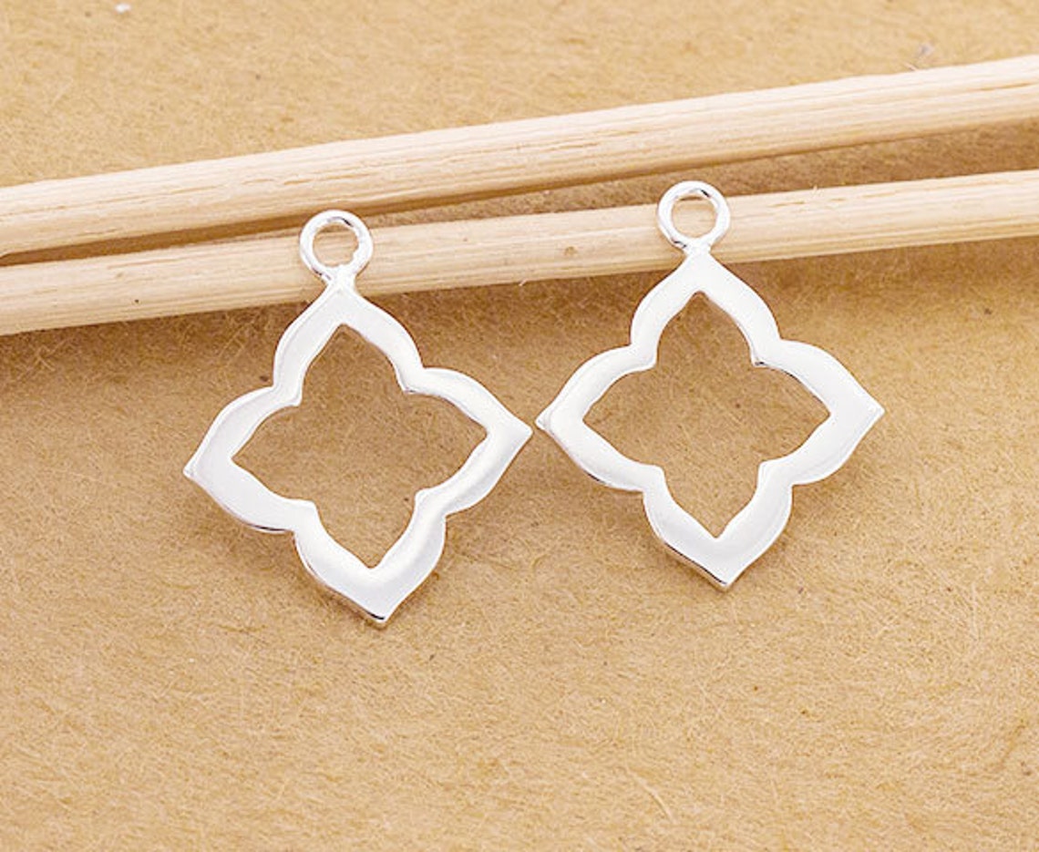 2 of 925 Sterling Silver Moroccan Style Flower Charms 15 Mm. Polish ...