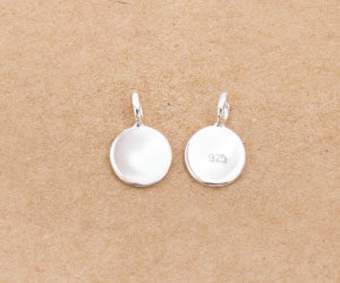 6 of 925 Sterling Silver Round Disc Tag Charms 6mm. Polish Finished ...