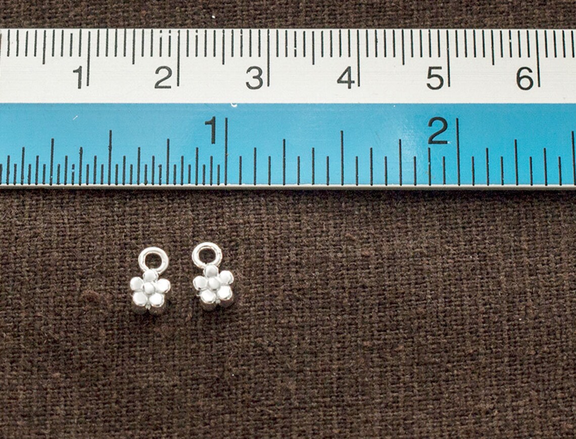 4 of 925 Sterling Silver Tiny Flower Charms 4.6mm. :tm0218 - Etsy