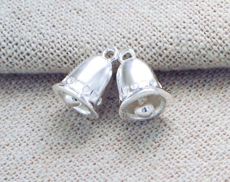 2 of 925 Sterling Silver Bell Charms 8.5x9mm. Polish Finished :tm0110 ...
