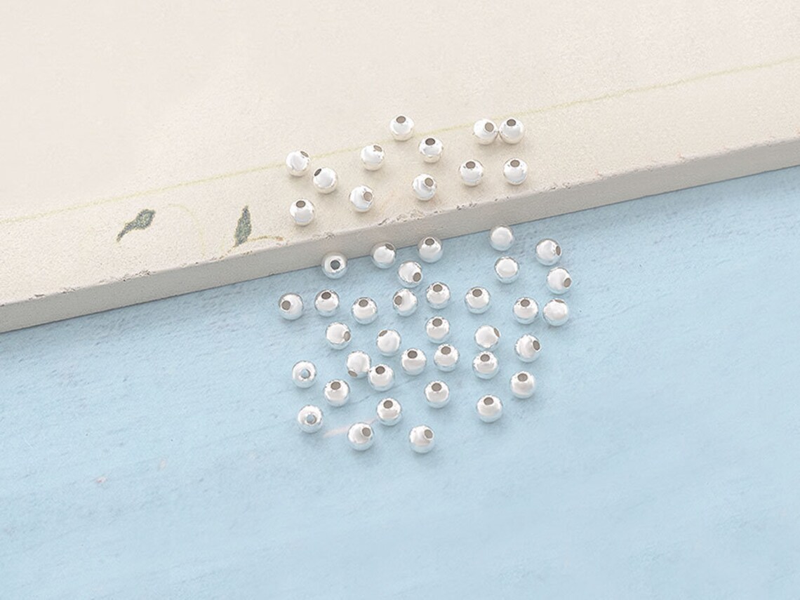 50 of 925 Sterling Silver Seed Beads 3 Mm. :th0173 - Etsy