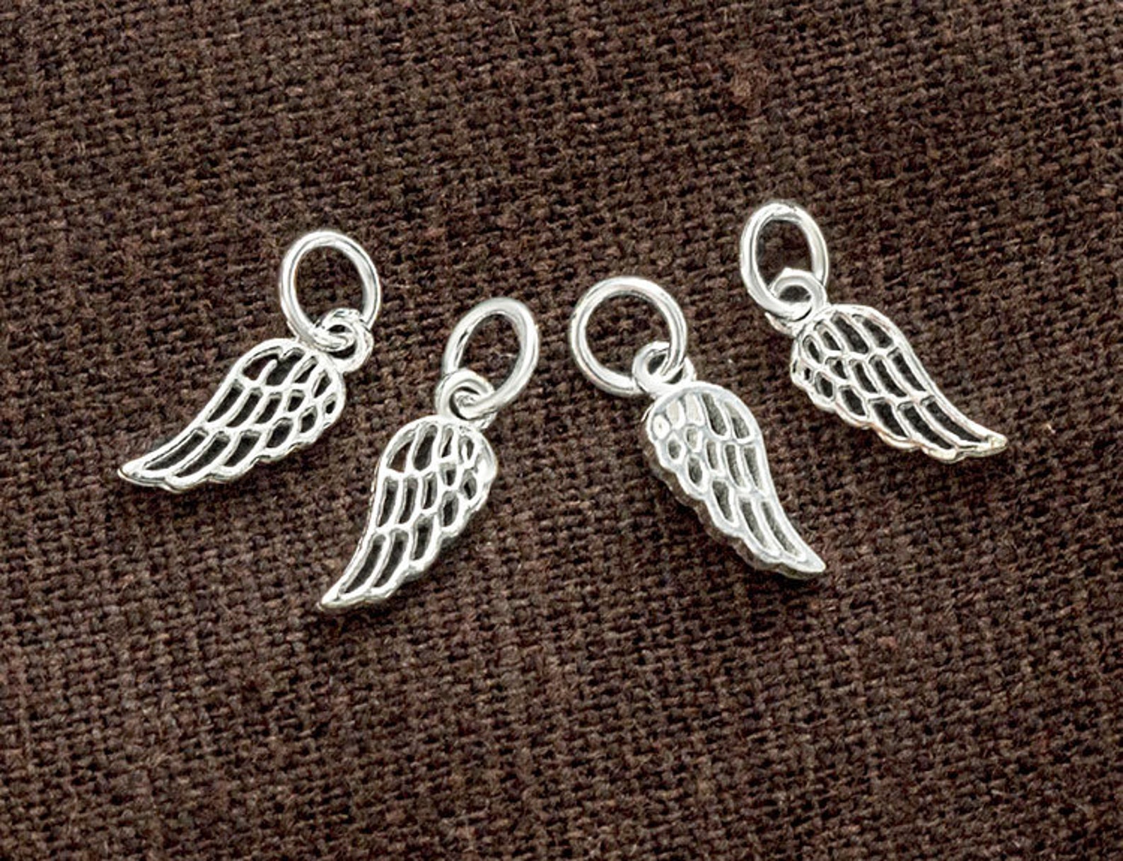 4 of 925 Sterling Silver Angel Wing Charms 4.5x9mm. Tiny - Etsy