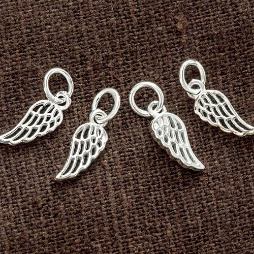 4 of 925 Sterling Silver Angel Wing Charms 4.5x9mm. Tiny - Etsy