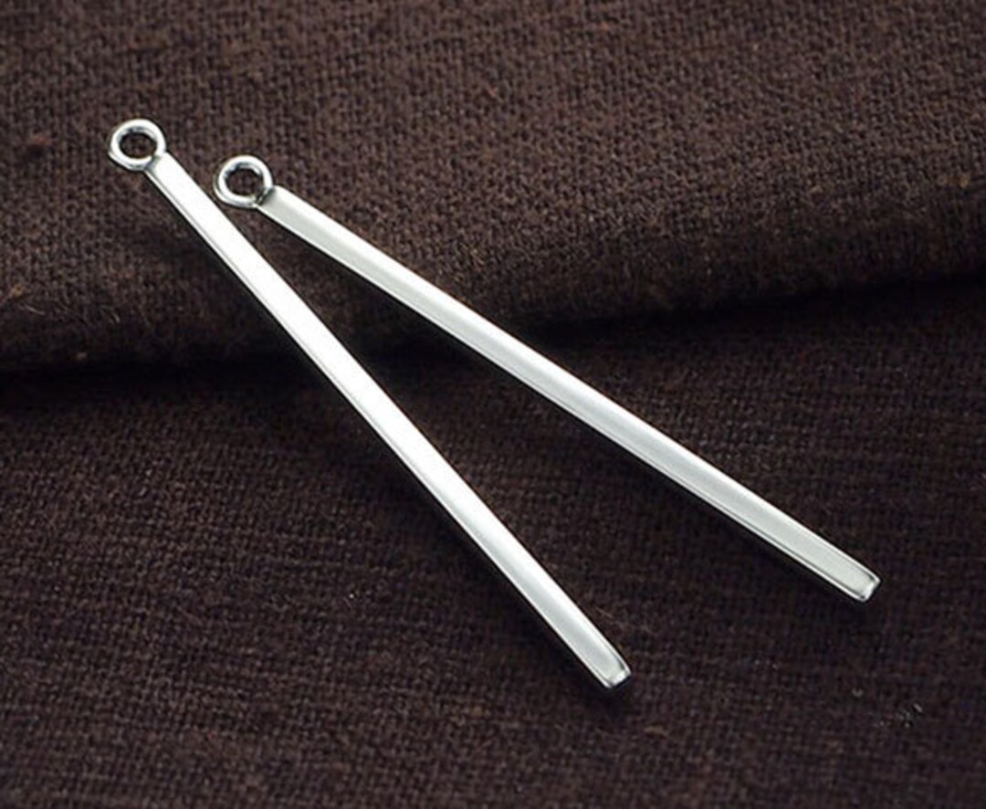 2 of 925 Sterling Silver Rectangle Stick Charms 2x40mm. :tk0033 - Etsy