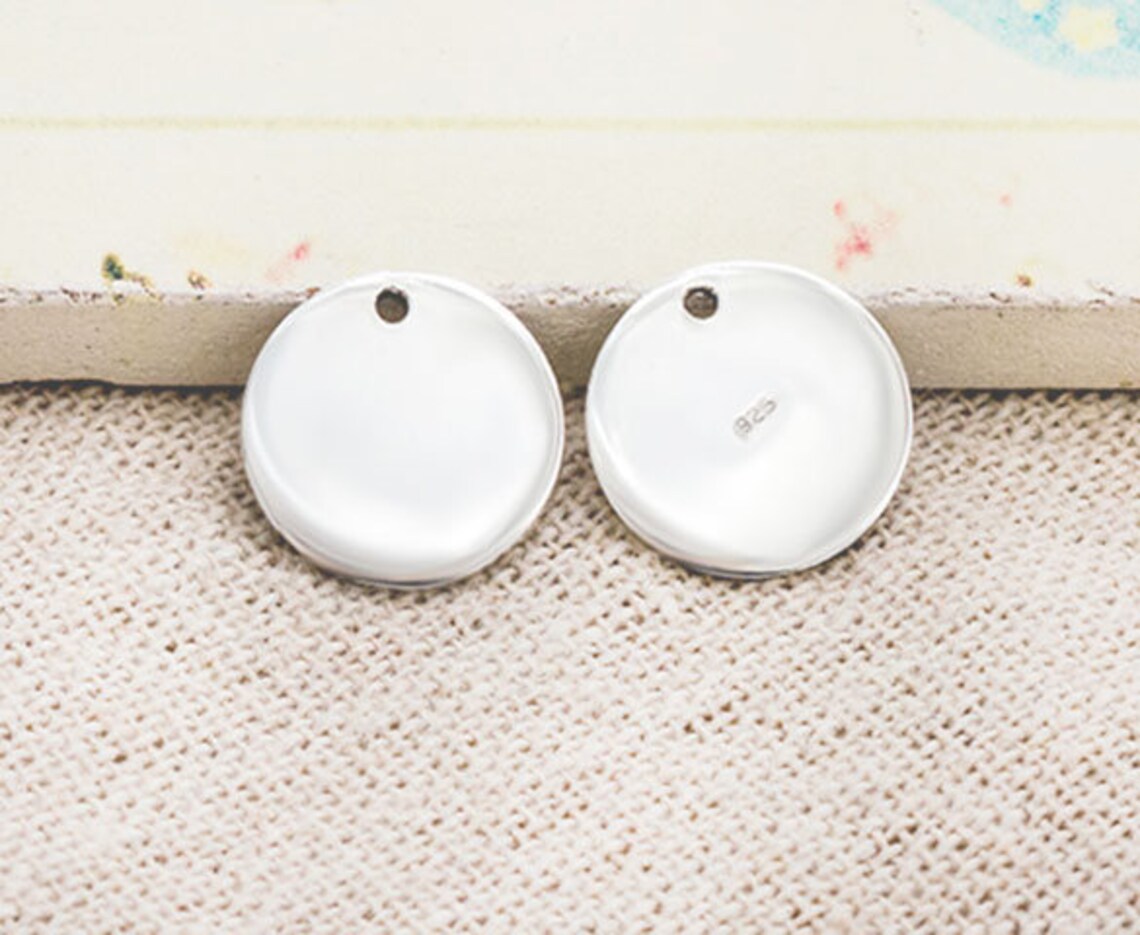 2 of 925 Sterling Silver Round Disc Tag Charms 12 mm. :tk0205 | Etsy