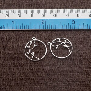 2 of 925 Sterling Silver Flower Leaf Tree Branch Pendants 18mm. Polish ...