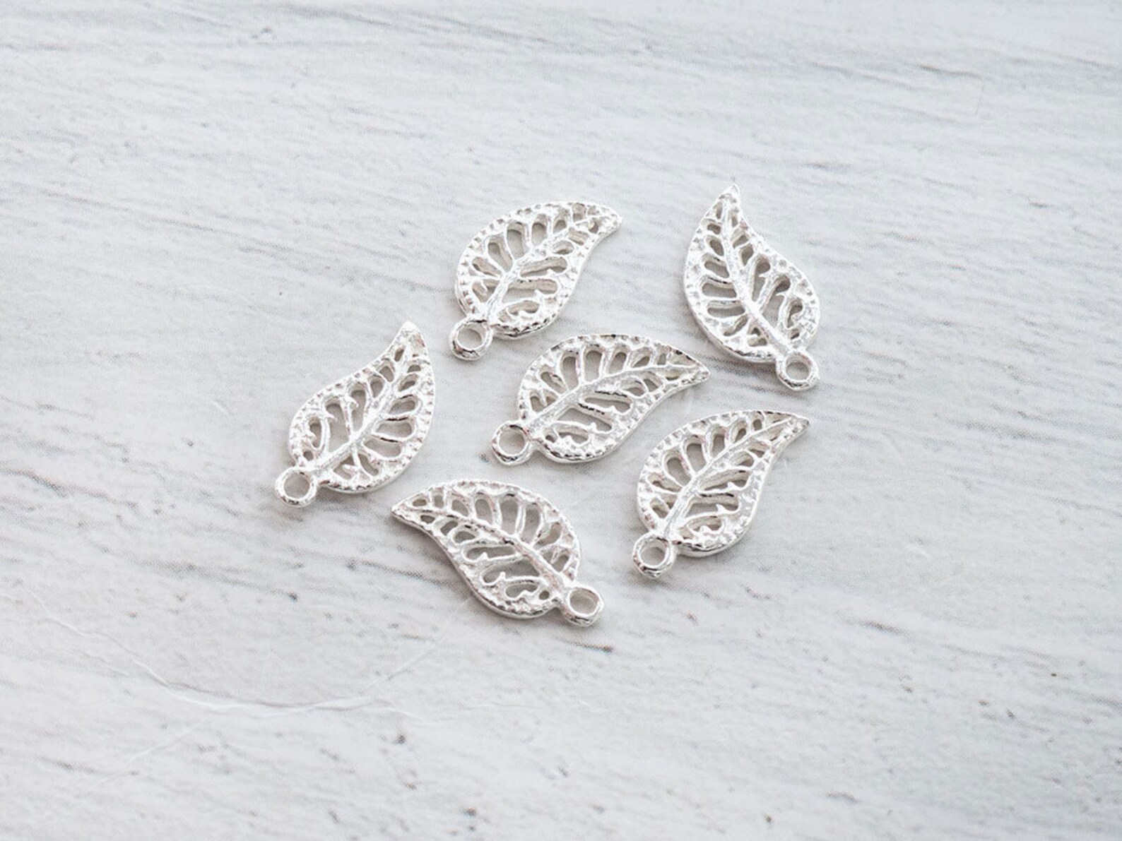 6 of 925 Sterling Silver Cutwork Leaf Charms 6x10 Mm. :th1991 - Etsy