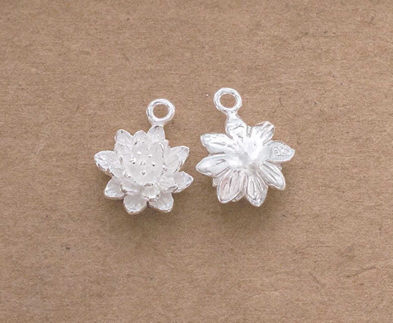 2 of 925 Sterling Silver Flower Charms 11mm. Matte Finish. | Etsy
