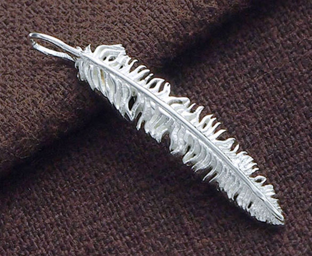 1 of 925 Sterling Silver Feather Pendant 6x26mm. Polish Finished ...