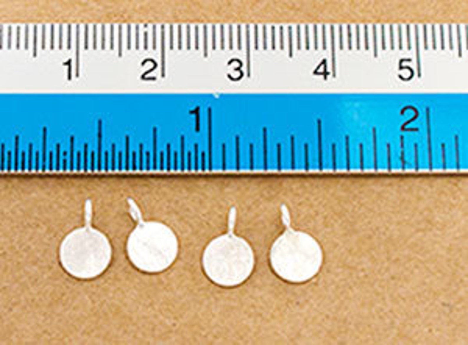 6 of 925 Sterling Silver Round Disc Tag Charms 6mm. Brushed Finished ...