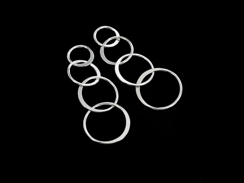 2 of 925 Sterling Silver Four Linked Circle Rings Charms, Connectors ...