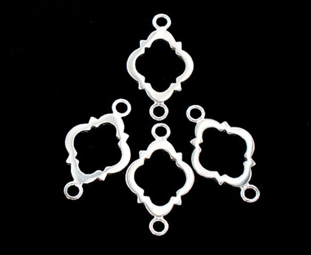 4 of 925 Sterling Silver Moroccan Style Drop Links, Connectors 11x15 Mm ...