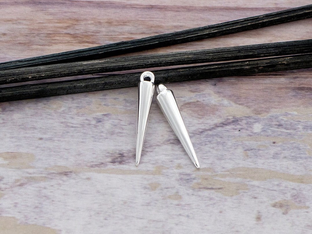 2 of 925 Sterling Silver Spike Charms 4x20mm.polish Finished :th2055 - Etsy