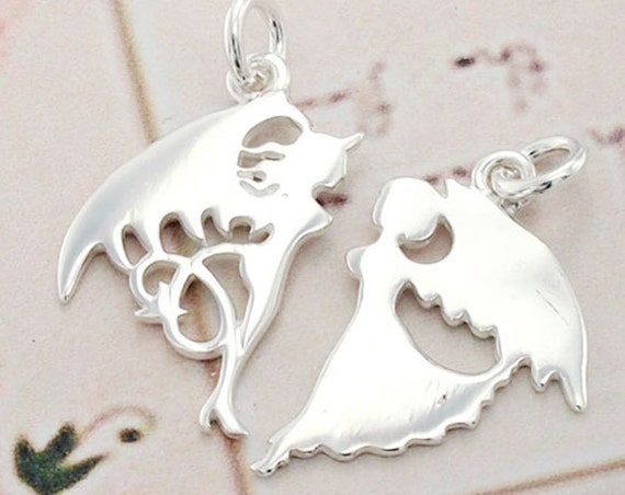 2 of 925 Sterling Silver Angel & Devil Charms 12x18mm. Polish | Etsy