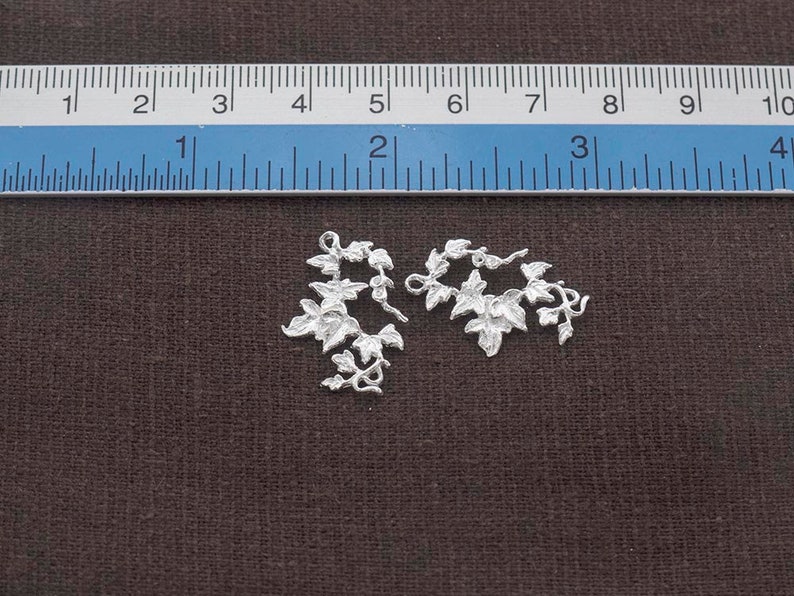 2 of 925 Sterling Silver Ivy Charms 15x23mm.,delicate Charms, Polish ...
