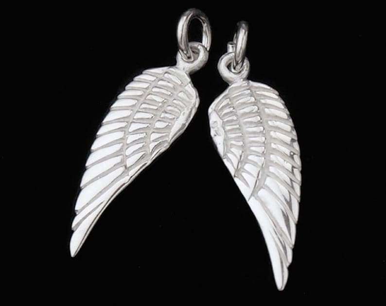 2 of 925 Sterling Silver Angel Wing Charms 7x18mm. :th1828 | Etsy