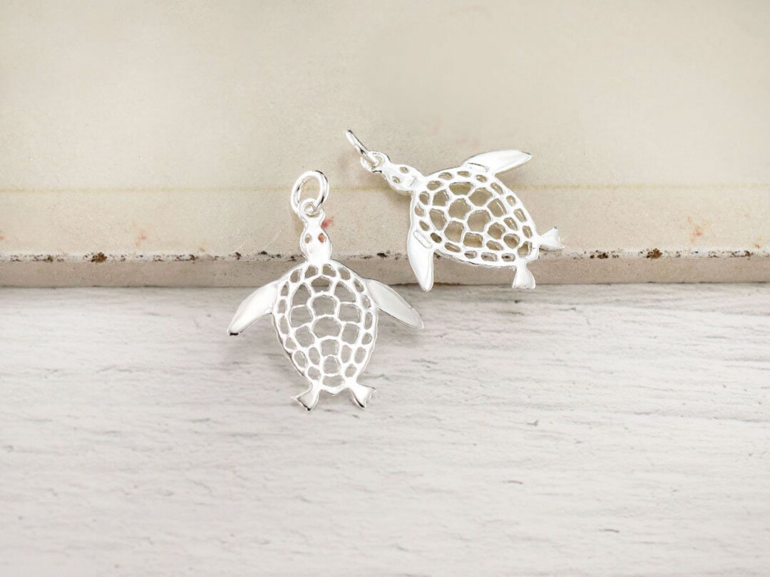 2 of 925 Sterling Silver Turtle Pendants 20x23mm.polish Finished ...