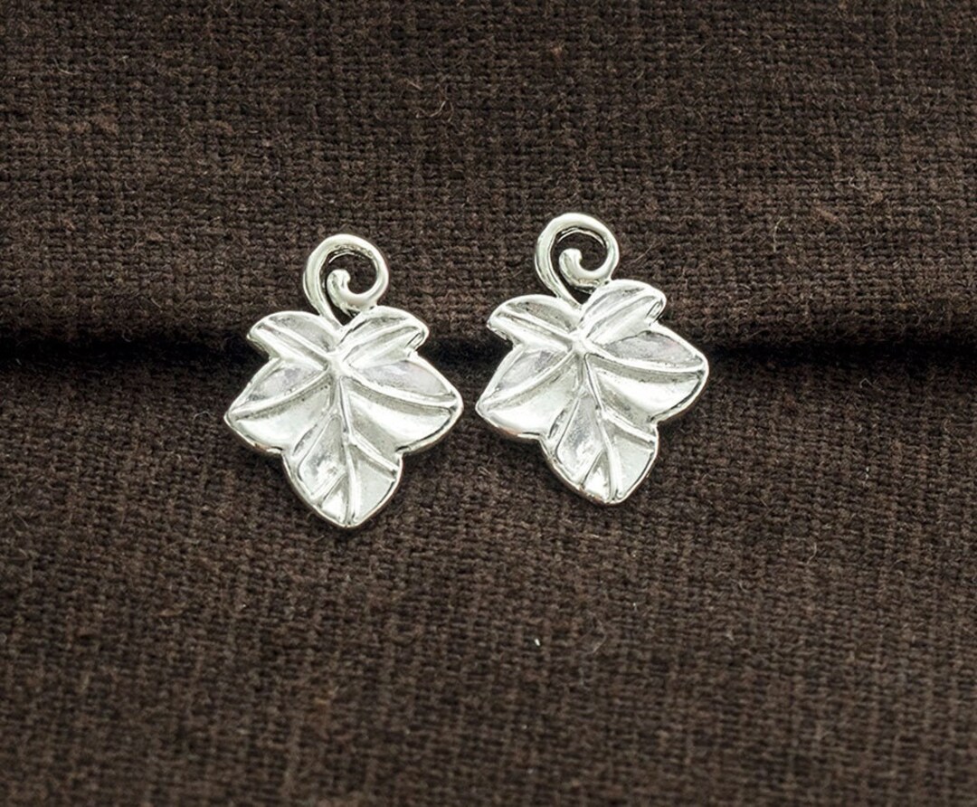 2 of 925 Sterling Silver Ivy Charms 13x17mm., Polish Finished. :tm0060 ...