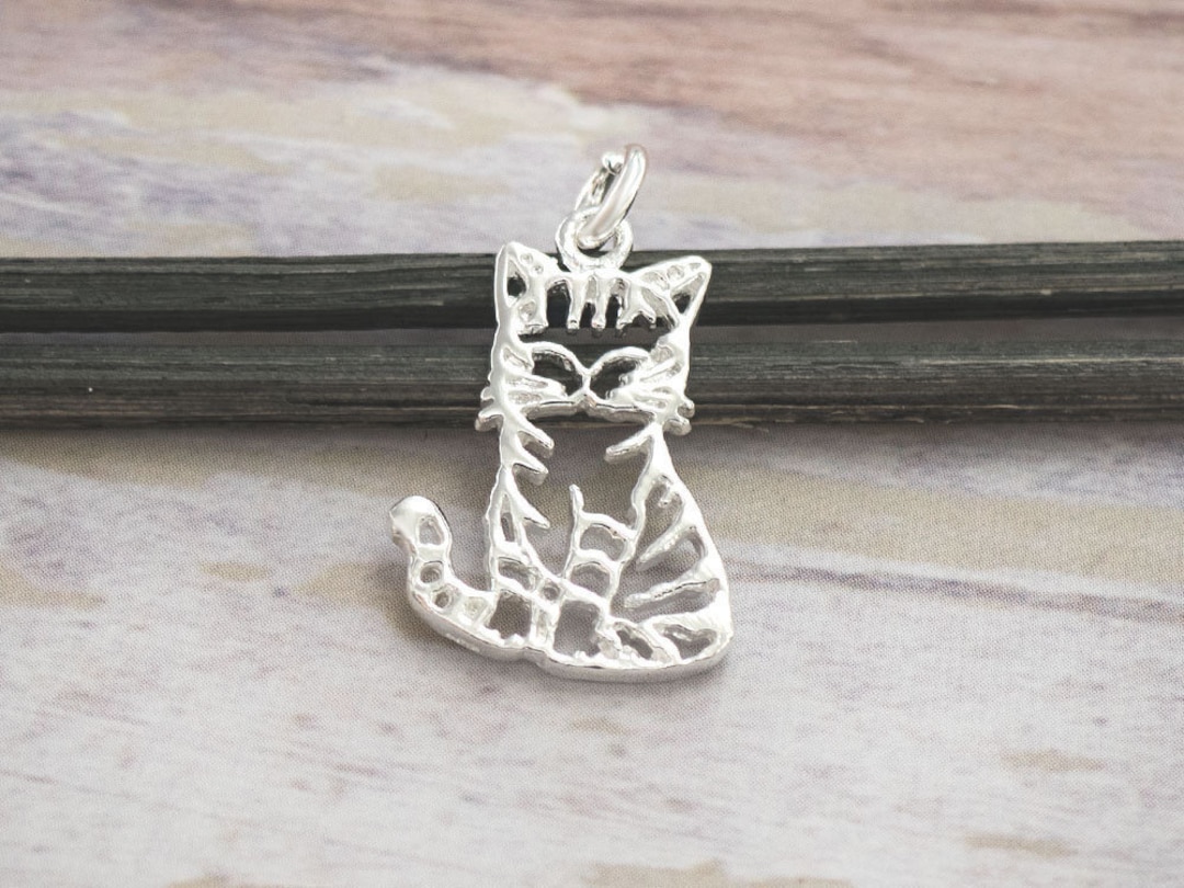 1 of 925 Sterling Silver Cat Charm 8x17mm. :th1622 - Etsy