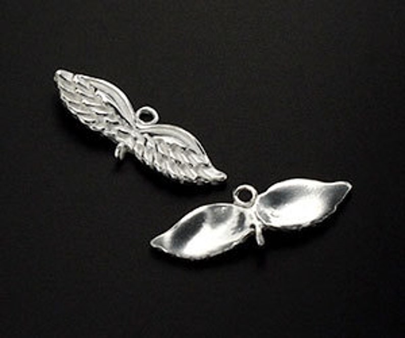 2 of 925 Sterling Silver Angel Wing Links Connectors 5x20 mm | Etsy