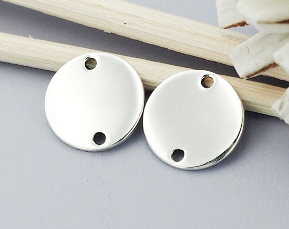 4 of 925 Sterling Silver Round Links, Connectors 10mm. Polish Finished ...