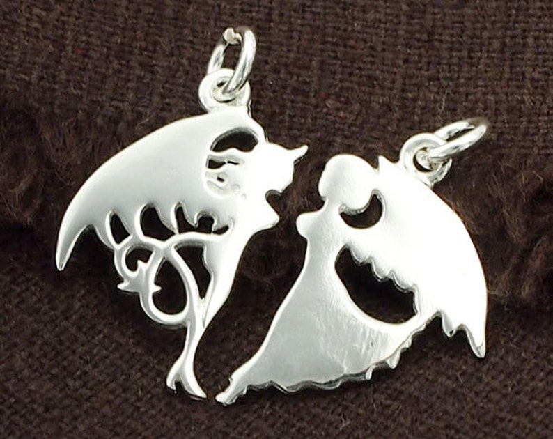 2 of 925 Sterling Silver Angel & Devil Charms 12x18mm. Polish - Etsy