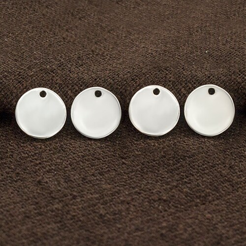 6 of 925 Sterling Silver Round Disc Tag Charms 6mm. Polish - Etsy