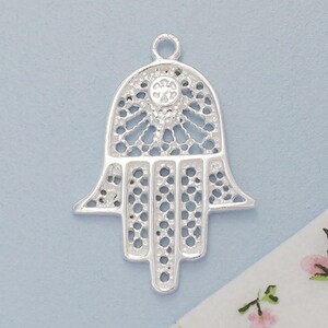 1 of 925 Sterling Silver Hand of Fatima Pendant 18x24mm. :th2308 - Etsy