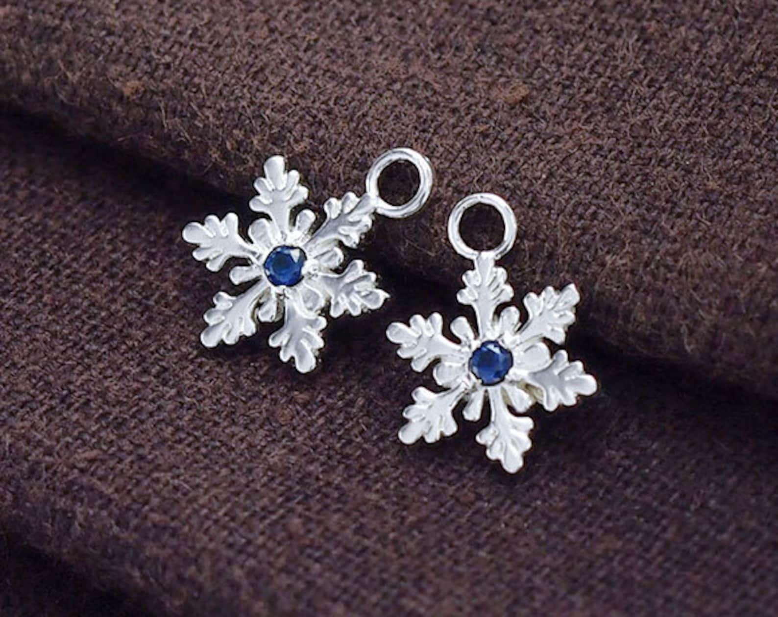 2 of 925 Sterling Silver Snowflake Charms With Lab Grown - Etsy