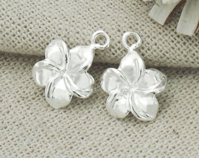 2 of 925 Sterling Silver Flower Charms 11mm. Polish Finish :tm0009 - Etsy