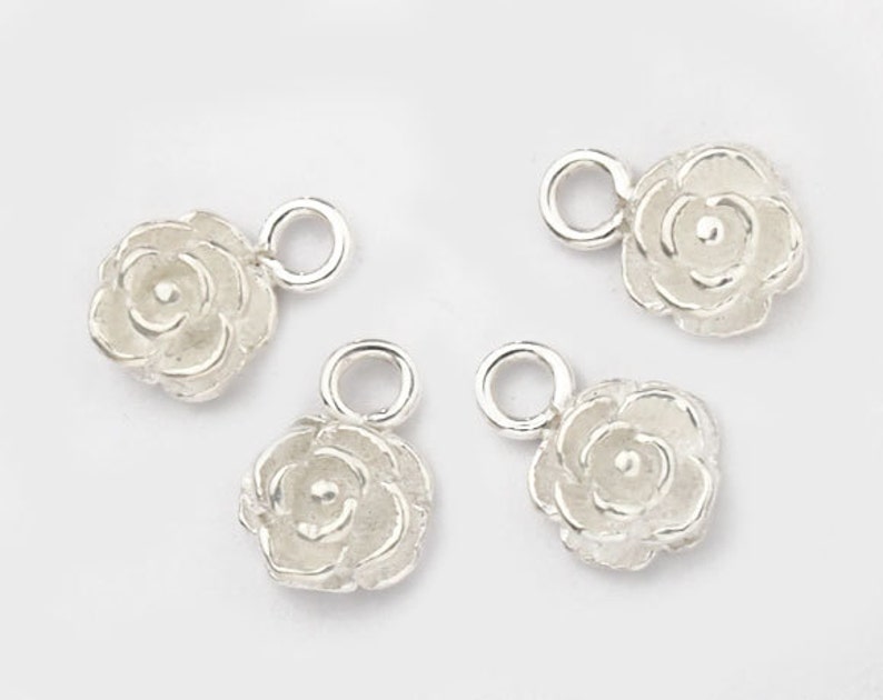 4 of 925 Sterling Silver Rose Charms 6.7mm. :th1933 - Etsy