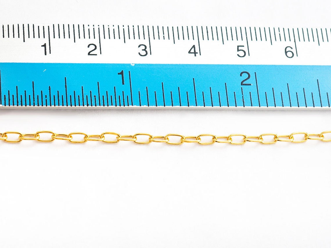 40 Inches of 925 Sterling Silver Gold Vermeil Style Chain 2x4 Mm ...