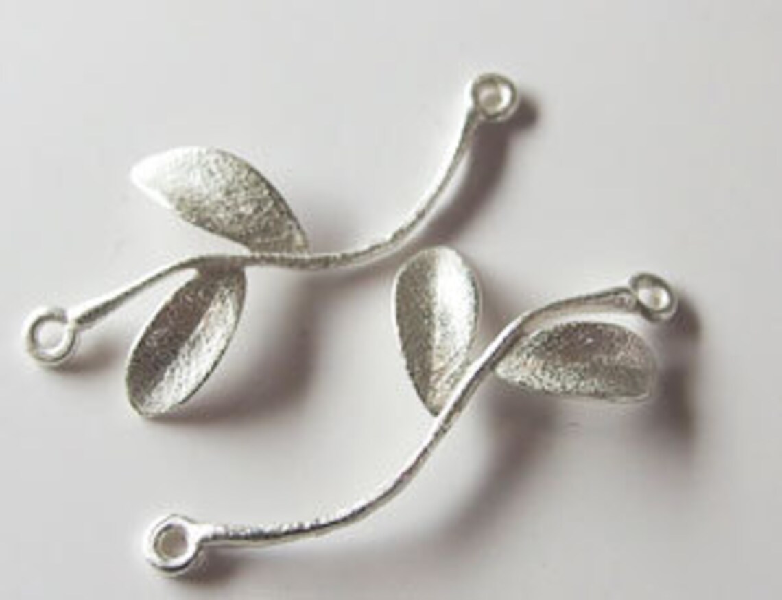 2 of 925 Sterling Silver Leaf Branch Links Connectors | Etsy