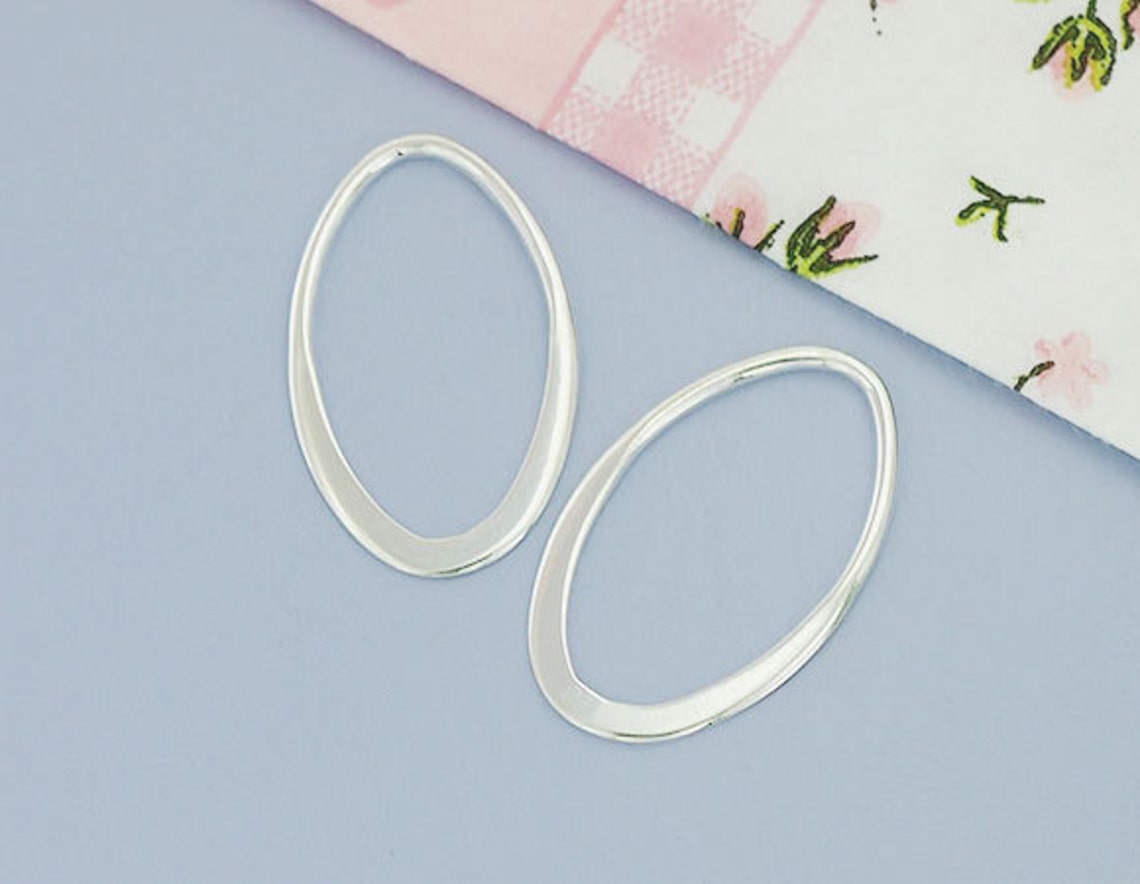 4 of 925 Sterling Silver Oval Links Connectors 12x19.5 Mm. - Etsy